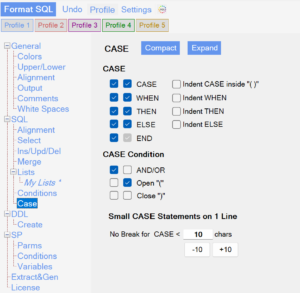 SQL Formatter Options CASE